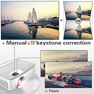 Projector with WiFi and Bluetooth [120" Projector Screen Included] 2023 Outdoor Movie Projector iOS & Android Native 1080P Full HD 9500L Compatible with TV Stick,Video Games, PC, Laptop,Smartphone