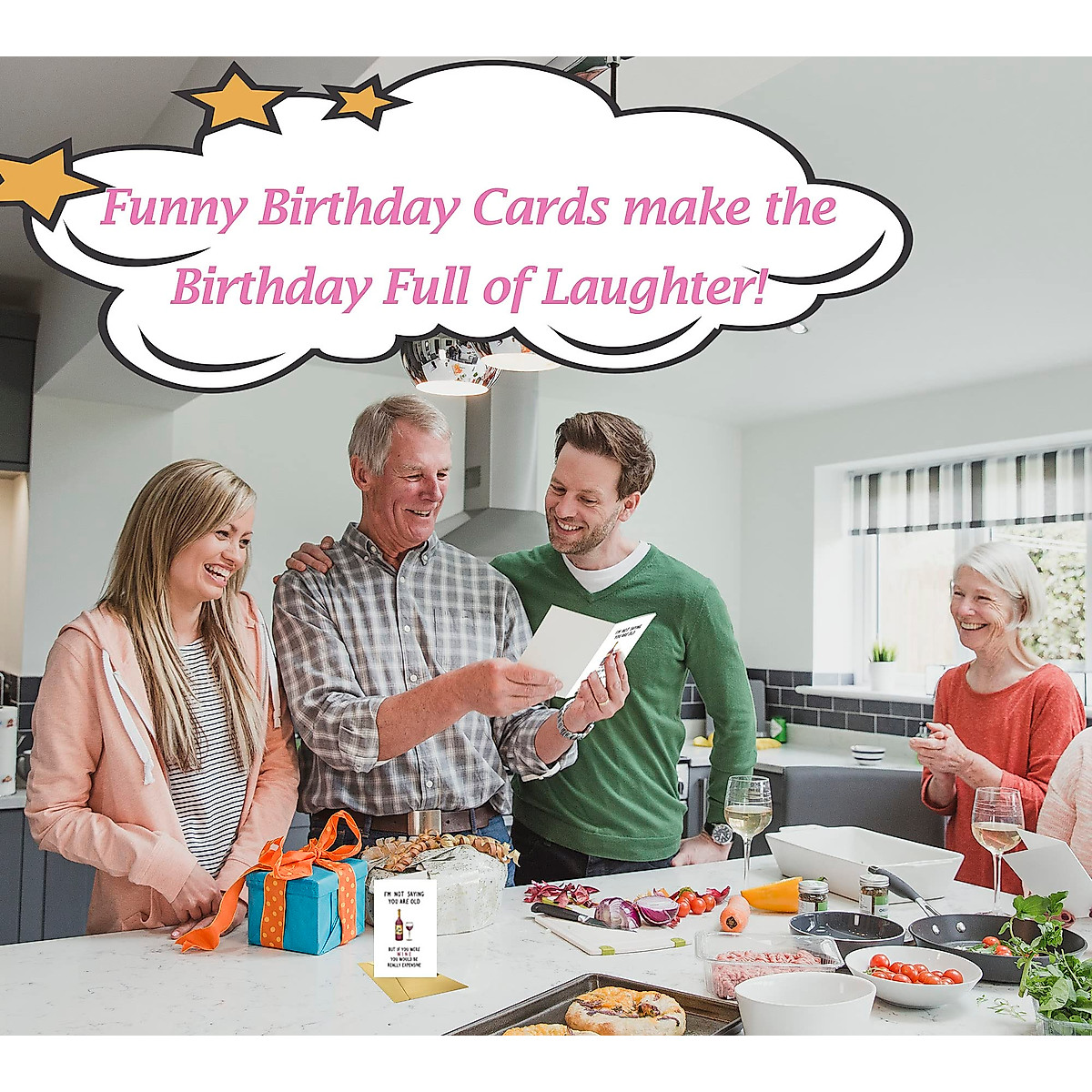 Funny Wine Birthday Card for Men Women, Happy 30th 40th 50th 60th 70th Birthday Cards for Husband Boyfriend Wife, Joke Birthday Card for Brother Sister Grandma Grandpa with Stickers and Envelopes