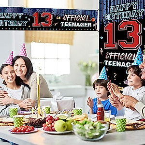 Happy 13th Birthday Decoration Set, Official Teenager 13 Birthday Backdrop Banner for Boys Girls, Thirteenth Birthday Party Yard Sign 13 Year Old Photo Booth Props Poster, Sturdy, Fabric, PHXEY