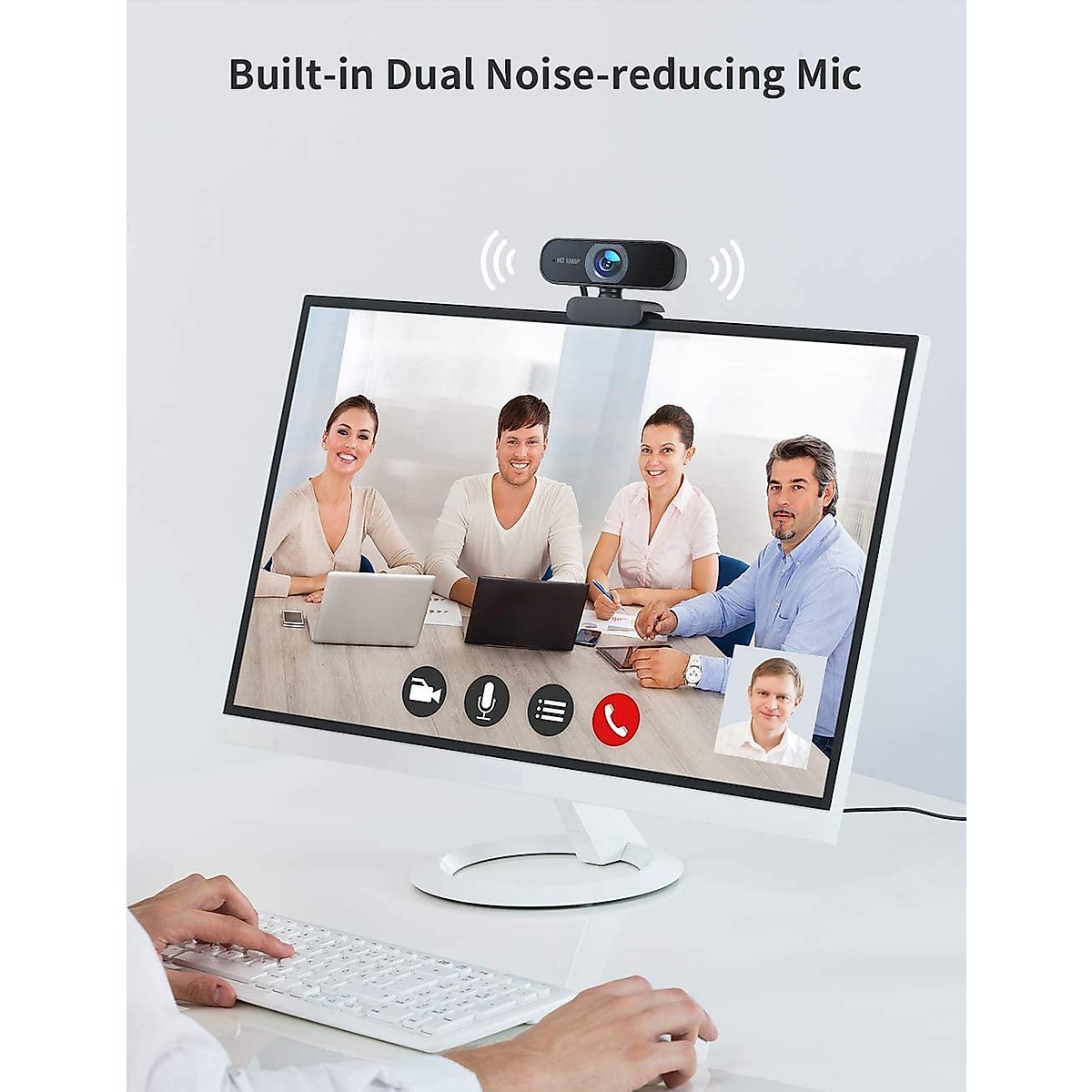 1080P Webcam, Desktop Camera with Dual Microphones, for PC/Mac Book/Laptop. Suitable for Windows, MacOS, NetWare, Linux