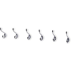 brightmaison 15 Pack Heavy Duty Dual Coat Hooks Wall Mounted with 60 Screws Retro Double Hooks Utility Hook for Coat, Backpack, Scarf, Bag, Robe, Towel, Key, Cap, Cup, Hat (Chrome)