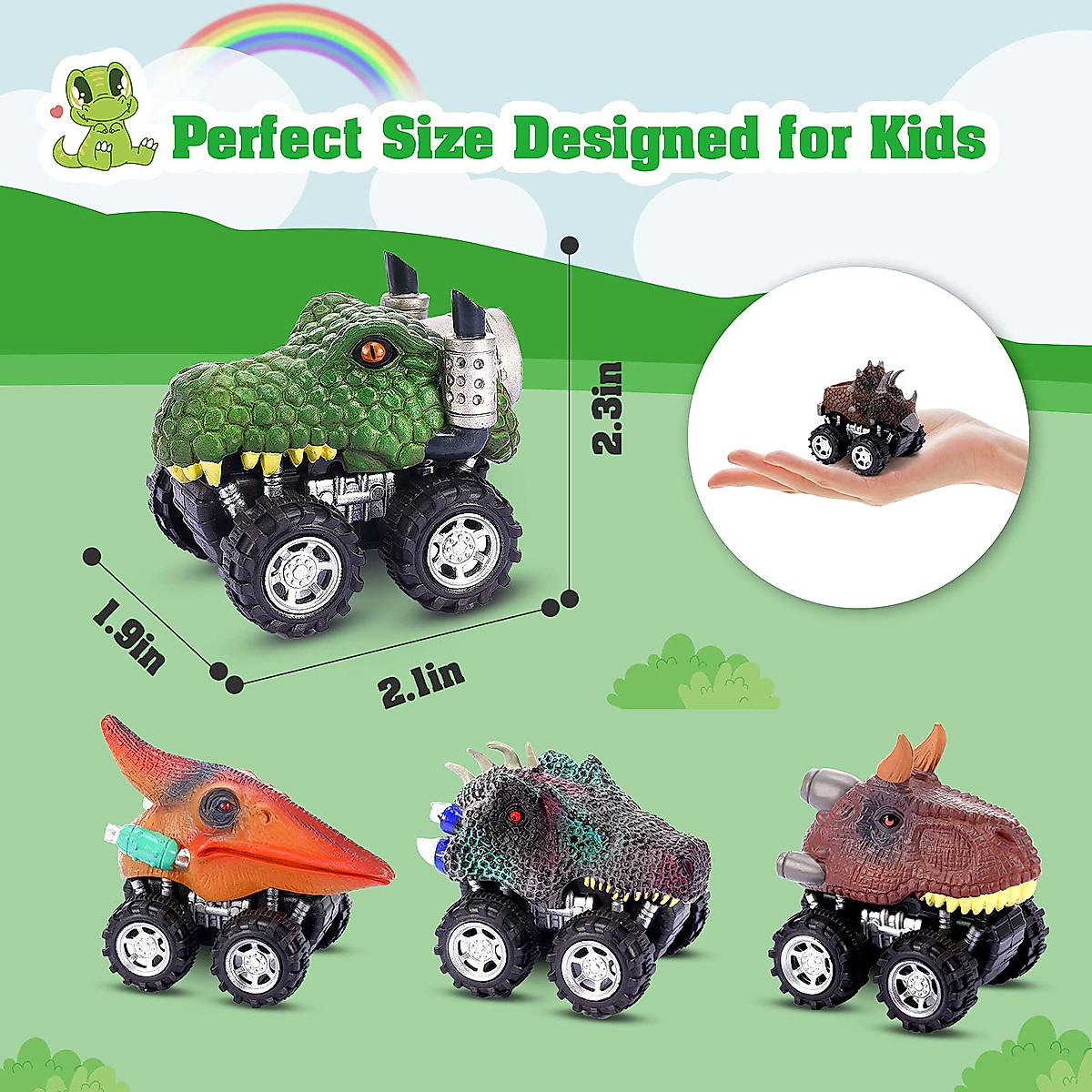 Dinosaur Toys for 3-6 Year Old Boys, Pull Back Dinosaur Cars for Kids 6 Pack Set Pull Back Dinosaur Toys for Age 3-7 Boys Toy Cars Dinosaurs Christmas Birthday Gifts for Boys Age 3-6 Stock Filler