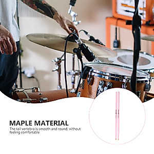 MILISTEN 2 Pairs Pink Maple Percussion Drum Sticks Maple Wood Drumsticks Non Slip Drum Sticks Wood Tip Maplewood Drumstick for Kids Students and Adults