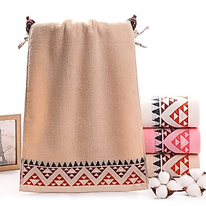 Pidada Hand Towels Set of 2 Indian Geometric Pattern 100% Cotton Soft Decorative Towel for Bathroom 13.4 x 29.5 Inch (Brown)