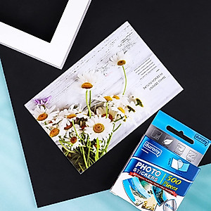 Durony 500 Pieces Photo Sticker White Double-Sided Self Adhesive Photo Tapes for Pictures DIY Photo Album Journal