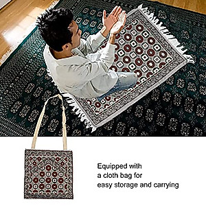 Muslim Rug with Bag Prayer Pilgrimage Blanket Islamic Worship Mat Teaching Supplies Cotton Yarn