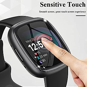 YMHML [2 Pack] Compatible for Fitbit Versa 4 / Versa 3 / Fitbit Sense 2 / Sense Screen Protector Tempered Glass, [Upgrade 3D Curved Full Coverage Film] Waterproof Anti-Scratch for Fitbit Accessories