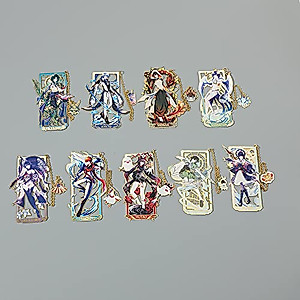 Genshin Impact Venti Metal Bookmark - Hot Game Genshin Impact Anime Figure Venti Barbatos Unique Bookmarks for Men Women Girls Book Lovers Readers (9pcs)