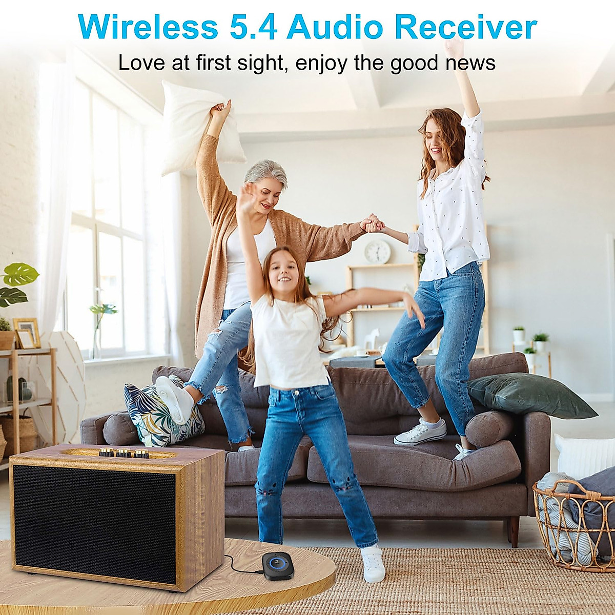 Friencity Bluetooth 5.3 Receiver for Speaker, Bluetooth Audio Receiver Adapter for Car Stereo Home Stereo Amp Wired Headphones, Hi-Fi Music Wireless AUX Adapter with 3.5mm RCA Jack, 20H Playtime