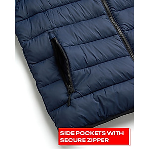 Reebok Men's Jacket – Lightweight Hooded Quilted Puffer Coat – Warm Insulated Winter Jacket for Men (S-4X), Size Medium, Solid Vector Navy