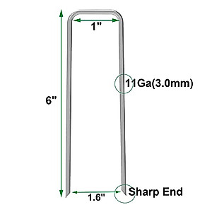 AAGUT Garden Stakes Pins, Landscape Staples 50 Pack 6 Inch 11-Gauge Galvanized Lawn Stake for Dog Fence, Weed Barrier Fabric, Ground Cover, Irrigation Tubing Soaker Hose, Chicken Wire