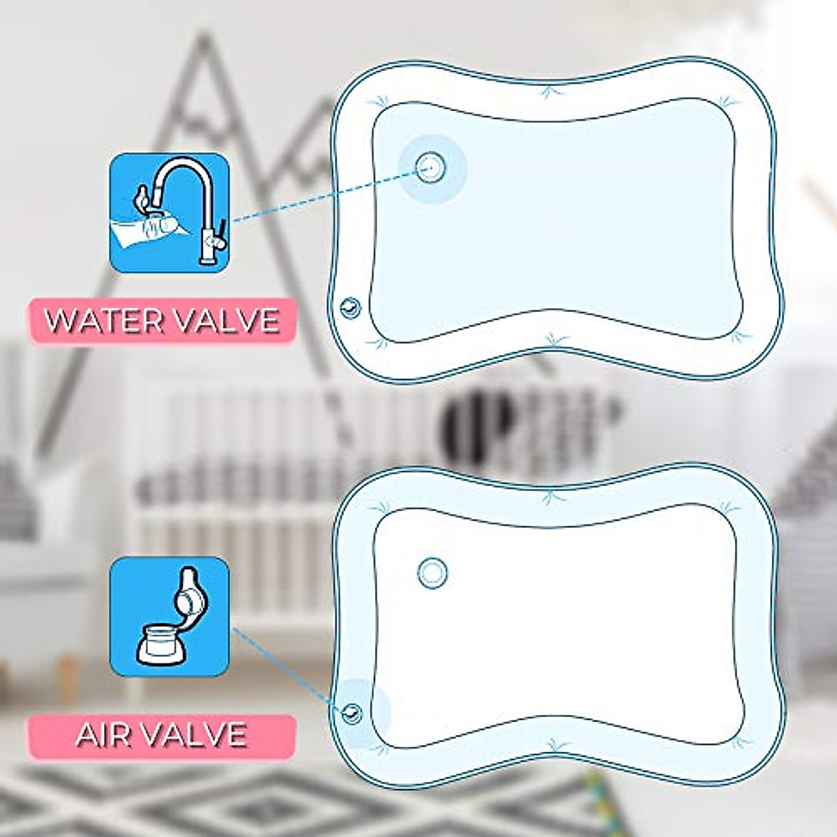 Infantable Infants and Toddlers high Contrast Tummy time Baby Water mat - Perfect for Practicing Tummy time with high Contrast and Have Fun Play Activity Center Your Babys Gear Must Haves