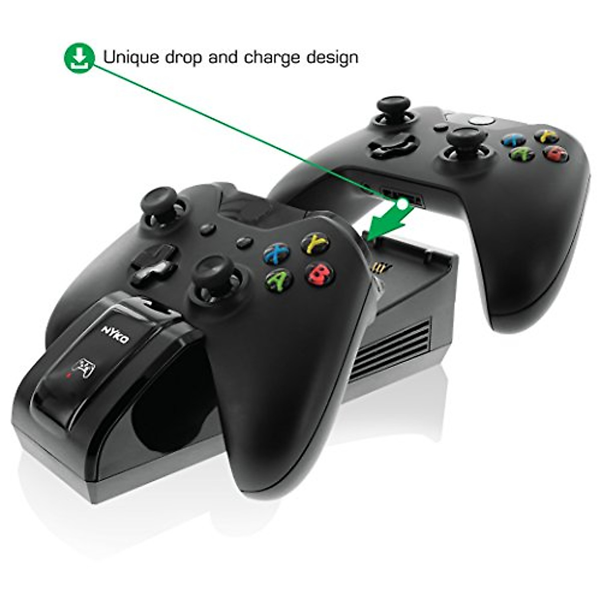 Nyko Dual Charge Base High Speed Docking/Charging Station for Xbox One/Xbox One S Controllers with Two Super Fast Rechargeable Battery Packs