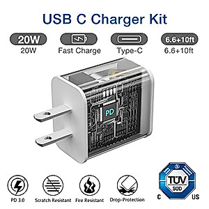 【MFi Certified】 iPhone Fast Charger 2Pack 20W PD USB C Wall Charger with 6.6FT&10FT USB C to L ightning Cable Fast Charging Adapter for iPhone 14/14Plus/14 Pro/14 Pro Max/13/13 Pro/13 Pro Max/12