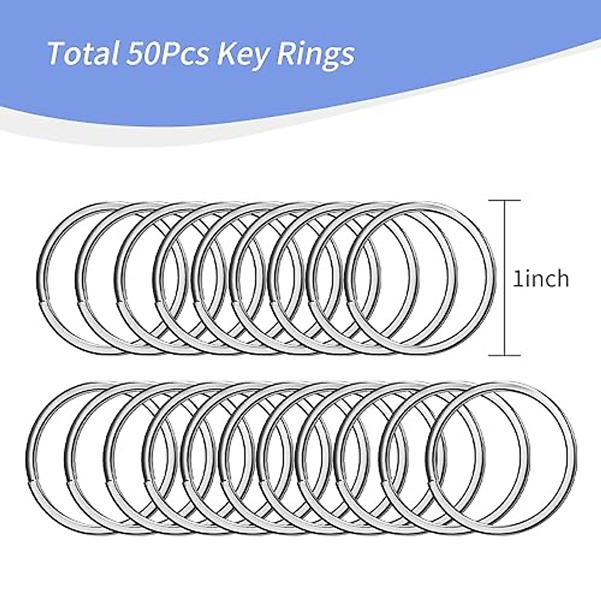 100PCS Premium Swivel Snap Hook Keychains with Key Rings, Metal Keychain Clip and Key Ring, 50PCS Key Chain Hooks and 50PCS Key Rings for Lanyard Crafts Jewelry Keychain Making Silver 32mm/1.25inches