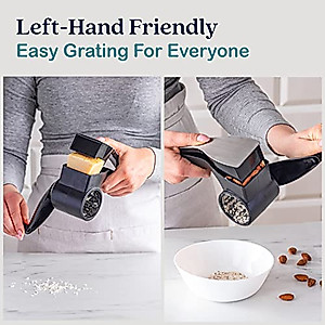 Joined Rotary Cheese Grater with Handle and 2 Interchangeable Grating Drums -Parmesan Cheese Grater Rotary Handheld - Fine and Coarse Grind Kitchen Grater Rotary Tool