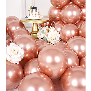 AULE Metallic Rose Gold Balloons 5 inch 50 Pcs Rose Gold Latex Balloons Chrome Helium Shiny Thicken Balloon Perfect Party Decoration for Wedding Birthday Baby Shower Graduation Christmas Carnival