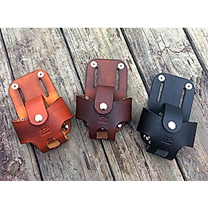 Basket Style Leather Tape Measure Holder by AP Saddlery (Dark Brown)
