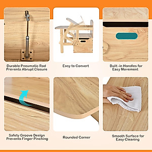 Costzon Kids Table and Chair Set, Convertible Toy Storage Bench with Built-in Handle for Kindergarten, Preschool, Kids Room, Playroom, Wood Reading Nook for Toddler Boys Girls Ages 3 to 7 (Natural)