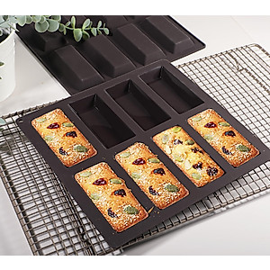 Webake Financier Cake Pan, 8 Cavity Silicone Financier Mold Non Stick Muffin Pan for Biscuits Cookies Bakeware for Oven Baking (2 PCS)