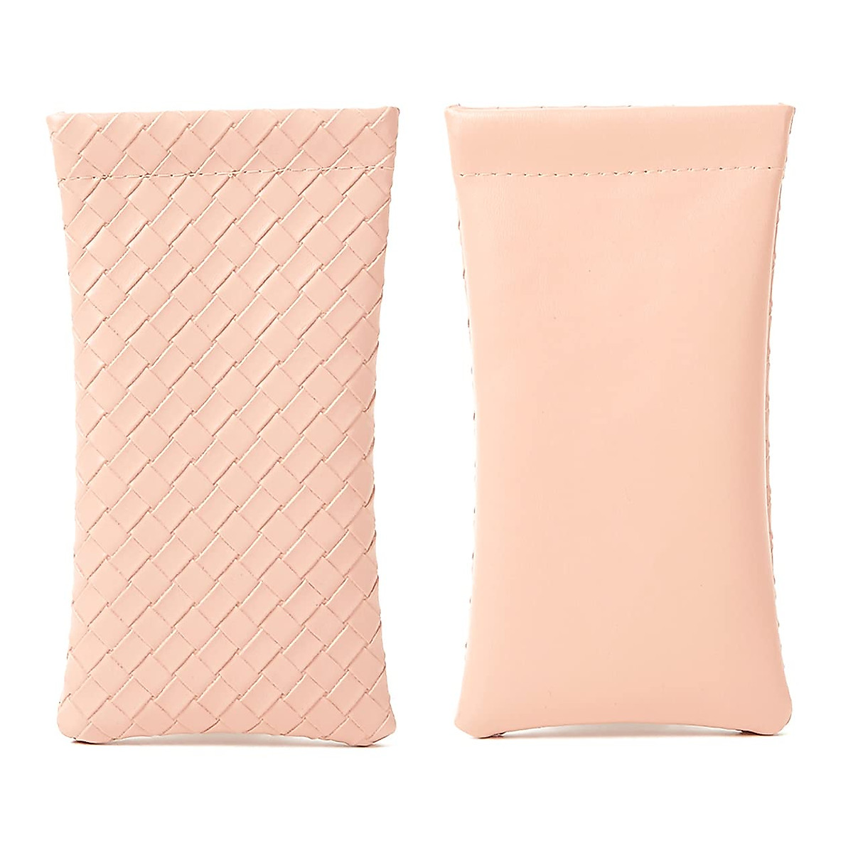 Vemiss 3 PACK Eyeglasses Pouch Squeeze Top Sunglasses Case with 3 Sets Cleaning Cloth (Light Grey Pink Green)