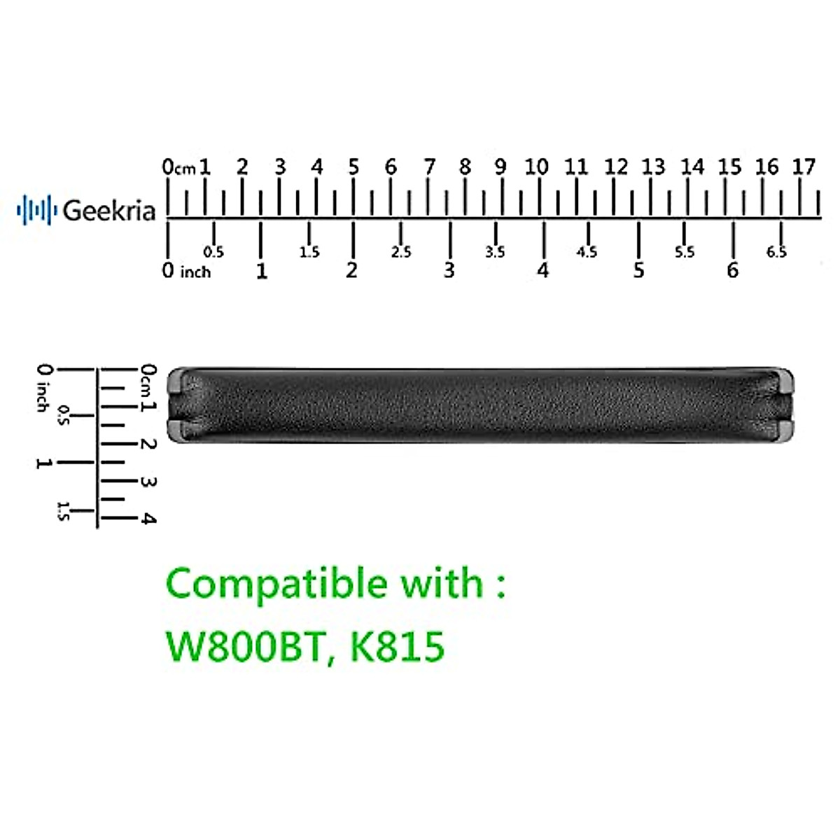 Geekria Protein Leather Headband Pad Compatible with Edifier K815, W800BT, W808BT Headphones Replacement Band, Headset Head Cushion Cover Repair Part (Black)