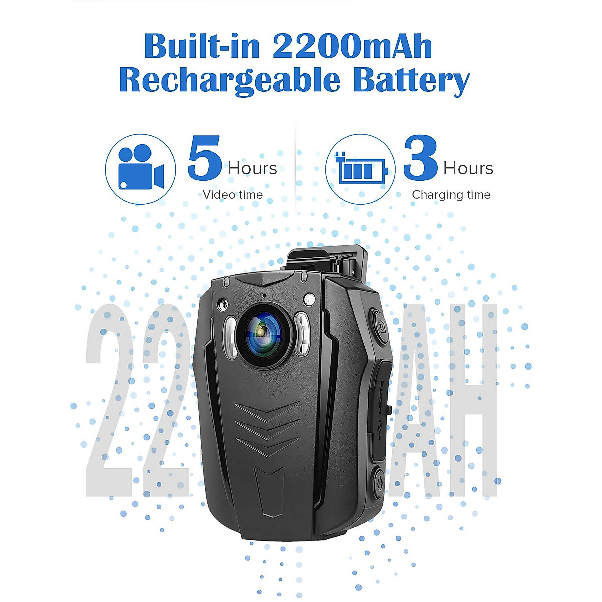 BOBLOV PD70 64GB WiFi Body Camera 1296P Wearable Body Cameras Night Vision Camera Built-in Memory Light and Small Body with Audio Recording 170 Degree for Law Enforce or Daily Use (64GB)