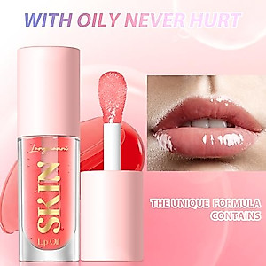 LANGMANNI Moisturizing Lip Oil,No-Sticky Lip Gloss Lip Balm Lip Care,Fruit Flavoured Lip Oil For Dry Lip's Moisturizing Hydrating And Nourishing ((Strawberry))