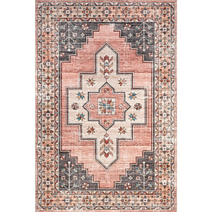 Rugs USA x Lauren Liess Laurel Medallion Machine Washable Area Rug, 9' x 12', Blush