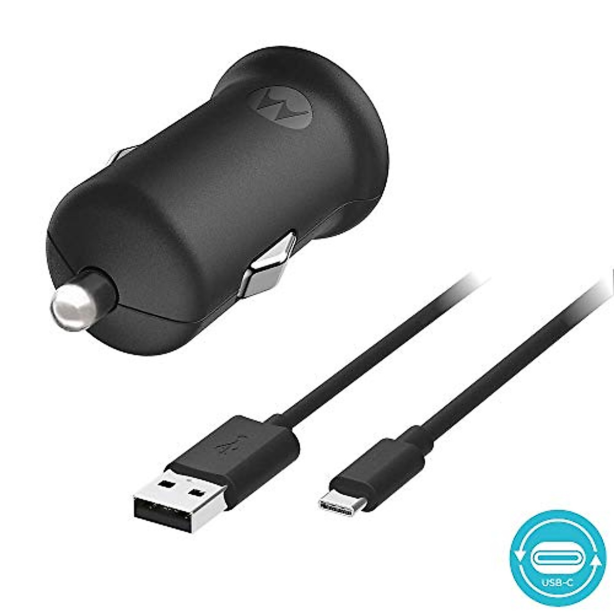 Motorola TurboPower 18 QC3.0 Car Charger w/ 3.3ft USB-A to USB-C Cable for Moto G Power/Play/Pure/Stylus/Stylus 5G, G7, Z/Z2/Z3/Z4, Motorola Razr, Edge/Edge+ 5G UW, One 5G UW Ace