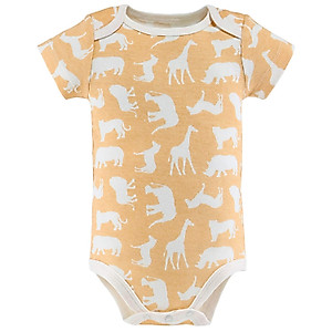 The Peanutshell Short Sleeve Baby Bodysuits Set for Boys or Girls - Safari Animals - 5 Pack Set (3M)