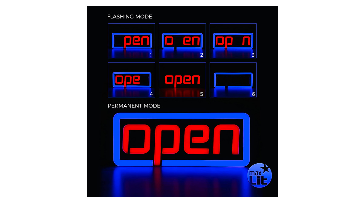 [New 2025] MaxLit Jumbo 30'' x 13'' Ultra Bright LED Neon Open Sign ...