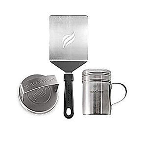 Blackstone 5024 Professional Hamburger Tool Kit with Stainless Steel Metal Burger Patty Press, Spice Dredge Shaker & Burger Spatula BBQ Grilling Accessories, Black