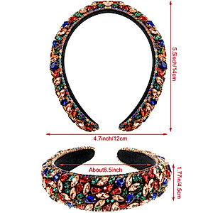 Velvet Padded Crystal Rhinestone Headband Crystal Embellished Hair Hoop Retro Jewelled Hairband Hair Accessory for Women Girl Wedding Parties Ceremonies Birthday Banquet