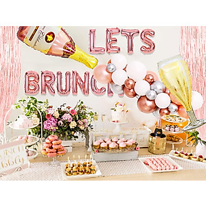 LaVenty 43 PCS Lets Brunch Decoration Brunch and Bubbly Bridal Shower Decoration Lets Brunch Sign Banner Floral Bridal Shower Decoration