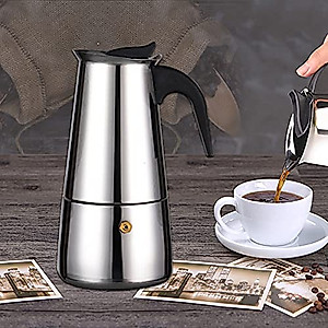 SWETON Stainless Steel Espresso Maker, Stovetop Espresso Maker, Coffee Maker, Moka Pot,300ml/6cup