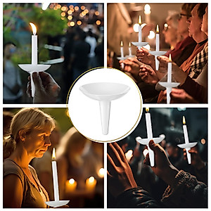 Lemosae 100 Pcs Candlelight Service Bulk, Church Vigil Plastic Candle Holders, Candlelight Service Drip Protectors Convenient for Church, Vigil, Memorial, Christmas Eve, Wedding, Party Candles