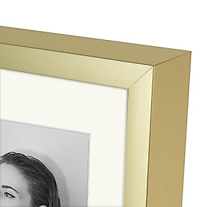 Golden State Art, 9x12 Aluminum Picture Frame with Ivory Color Mat for 6x8 Photo - Sawtooth Hangers, Spring Clips - Wall Mounting - Real Glass - Metal Frame (Gold, 1-Pack)