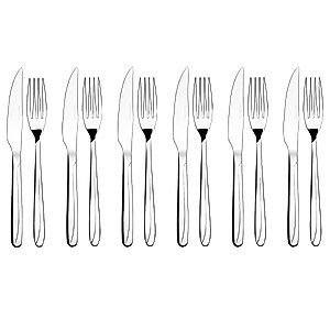 Gloreen 6 Pieces Steak Knives and 6 Pieces Dinner Forks Set, Stainless Steel