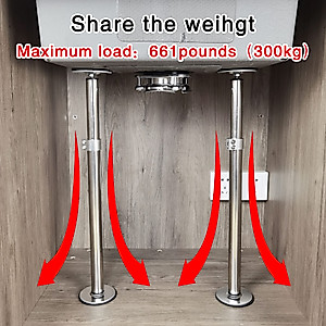 TYESTAND ST-2 Undermount Sink Brackets Stainless Steel Adjustable Support Sink Legs Installation and Repair System Kit For Kitchen Sink (16-29.5inches(41-75cm))