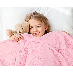 BENRON Light Pink Throw Blankets, Soft Shaggy Fuzzy Sherpa Blankets, Cute Baby Pink Blanket Throw, Cozy Fluffy Faux Fur Blankets for Bed Couch Sofa Washable, 50"x60"
