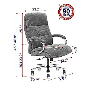 CLATINA Ergonomic Big & Tall Executive Office Chair with Fabric Upholstery 400lbs High Capacity Swivel Adjustable Height Thick Padding Headrest and Armrest for Home Office Gray