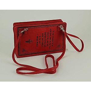Things2Die4 Book of Dracula Vinyl Handbag Novelty Clutch Purse Crossbody Bag, Red, Small