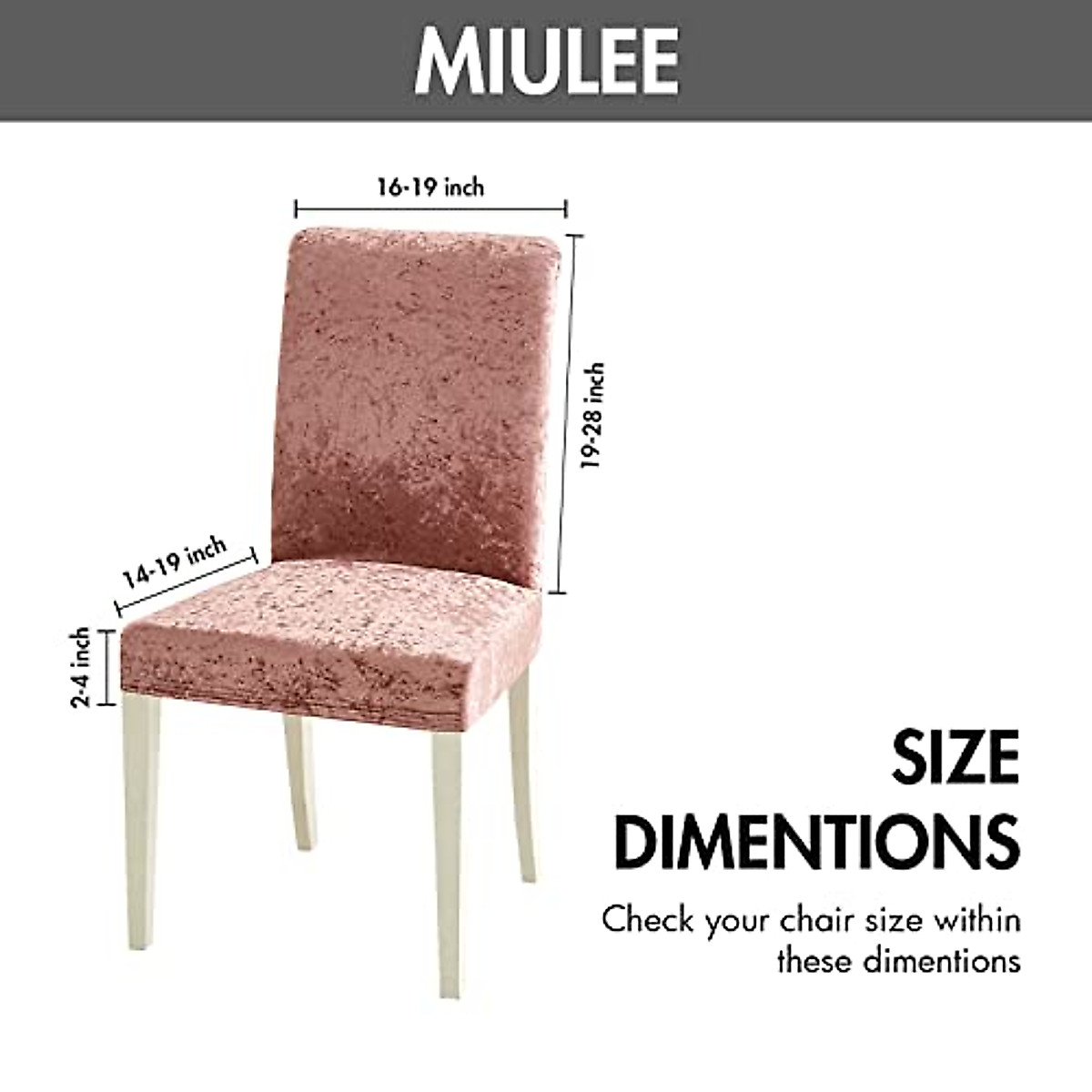 MIULEE 2 Panels Velvet Curtains 52x84 Inches Rose Pink Grommet Thermal Insulated Blackout Curtain for Bedroom Bundle Set of 2 Velvet Chair Covers for Dining Room Stretch Soft & Thick Chair Slipcover