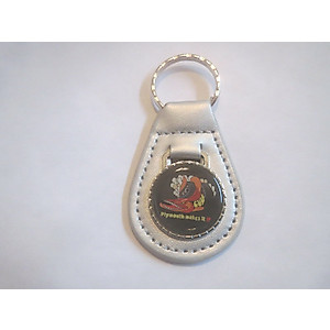 1970 1971 1972 1973 1974 BARRACUDA 'CUDA LOGO LEATHER KEYCHAIN - SILVER