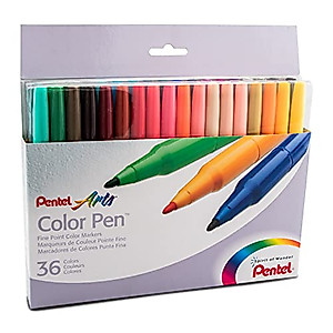 Pentel Color Pen, Set of 36, Assorted (S360-36)