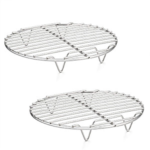 P&P CHEF Cooking Rack Round, Stainless Steel Round Rack for Cooking Cooling Steaming Baking, Fit Air Fryer Pot Pressure Cooker, 2 Pack -Oven & Dishwasher Safe, 7½ Inch