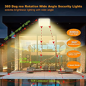 Solar Motion Outdoor Lights,Led Lights Dusk to Dawn,Solar Panels with Focusing Optical Lens Sensor Solar Security Lights, IP65 Waterproof 360 Degree Wall Lights for Garden,Patio,Deck,Indoor Lighting