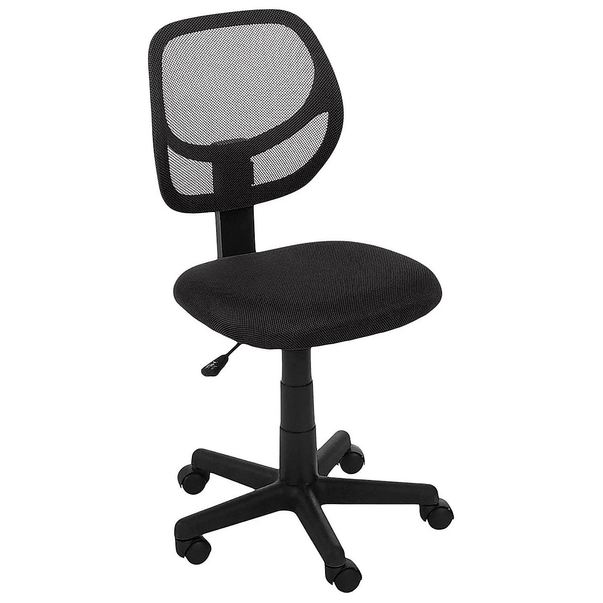 Amazon Basics Low-Back, Upholstered Mesh, Adjustable, Swivel Computer Office Desk Chair, Black