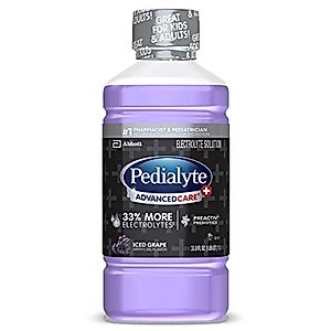 Pedialyte Advancedcare Plus Iced Grape Electrolyte Solution, 33.8 Fl Oz Bottle